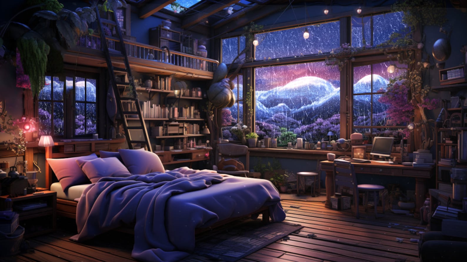 Enhance Your Stream With Lofi Vtuber Animated Background: Cozy Bedroom ...