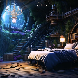 Animated Vtuber Forest Bedroom Background - a Cozy Lo-fi Ambiance for ...