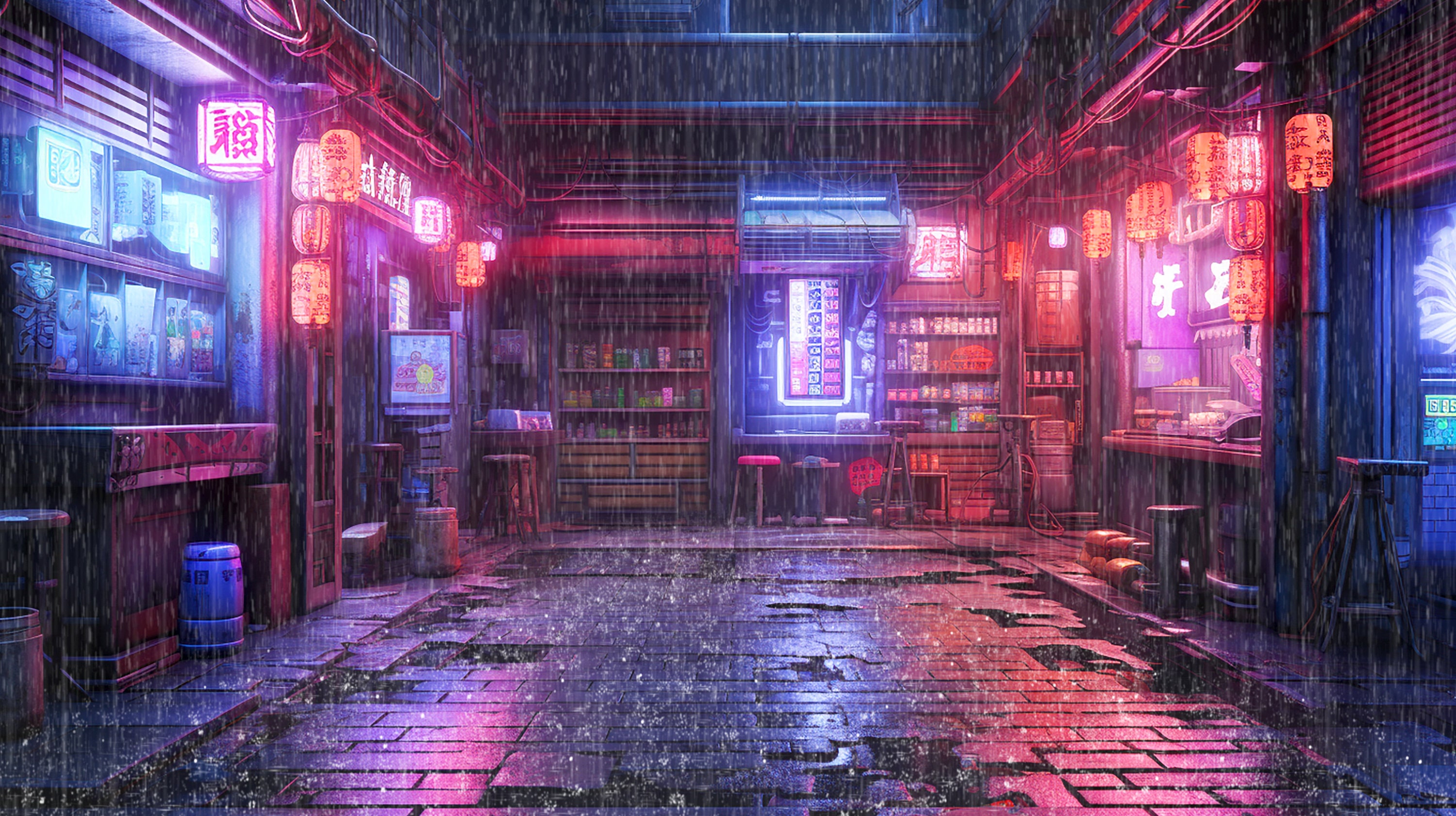 4k Immerse in Dual Lofi Vibes With a "neon Tokyo Alley Way and "raining ...