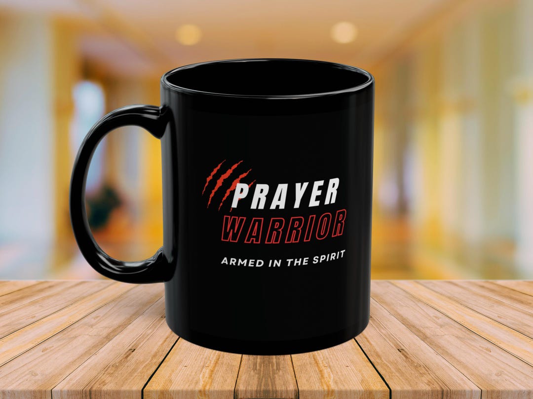 Prayer Warrior Christian Black Mug, Faith Mug, Christian Prayer Warrior ...
