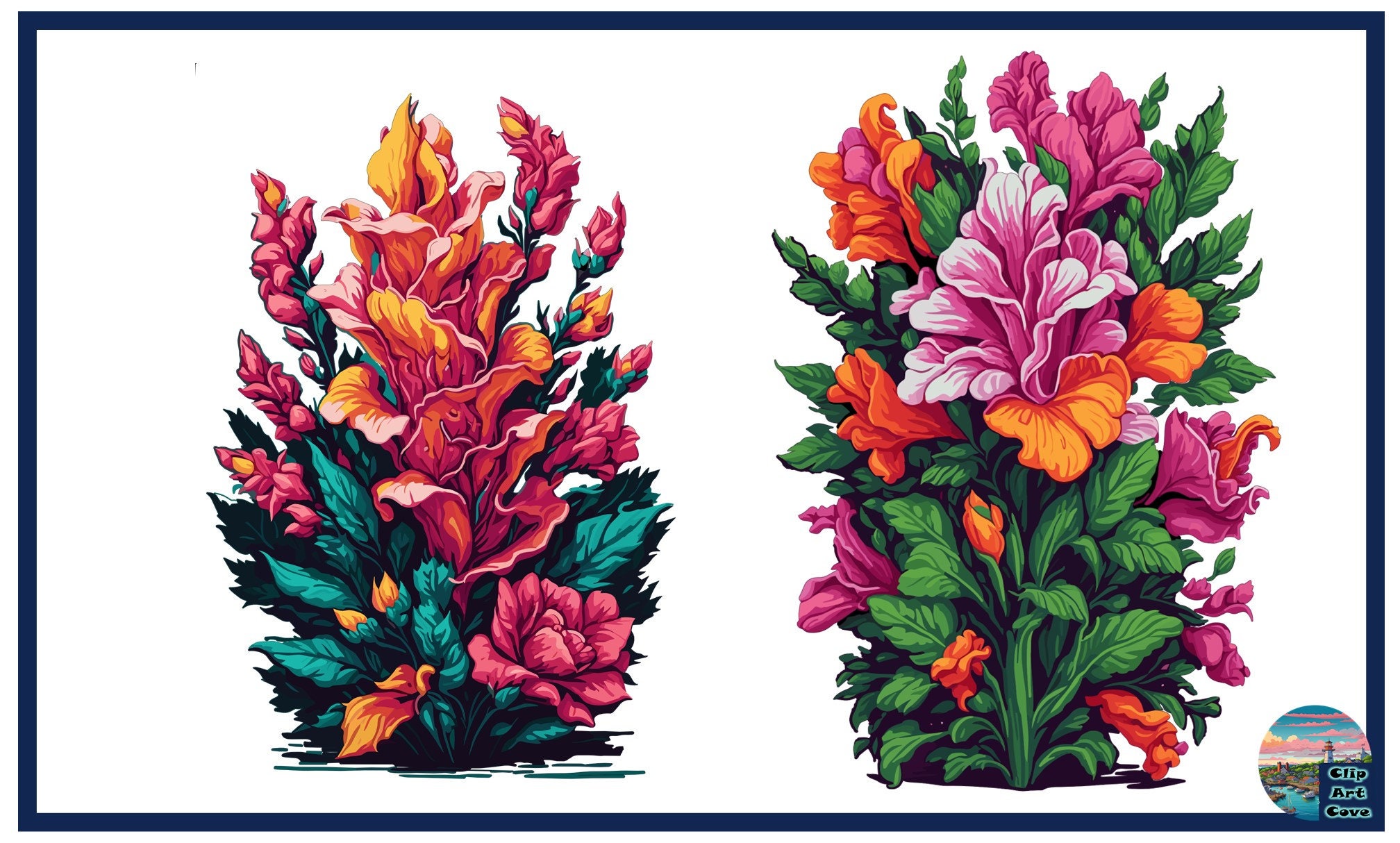 Snapdragon Flower Vector Illustration Bundle - Etsy