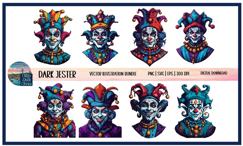 Dark Jester Vector Illustration Bundle - Etsy