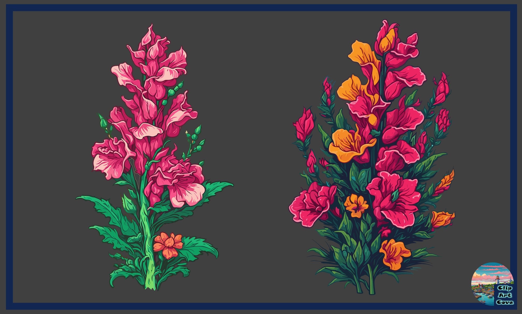 Snapdragon Flower Vector Illustration Bundle - Etsy