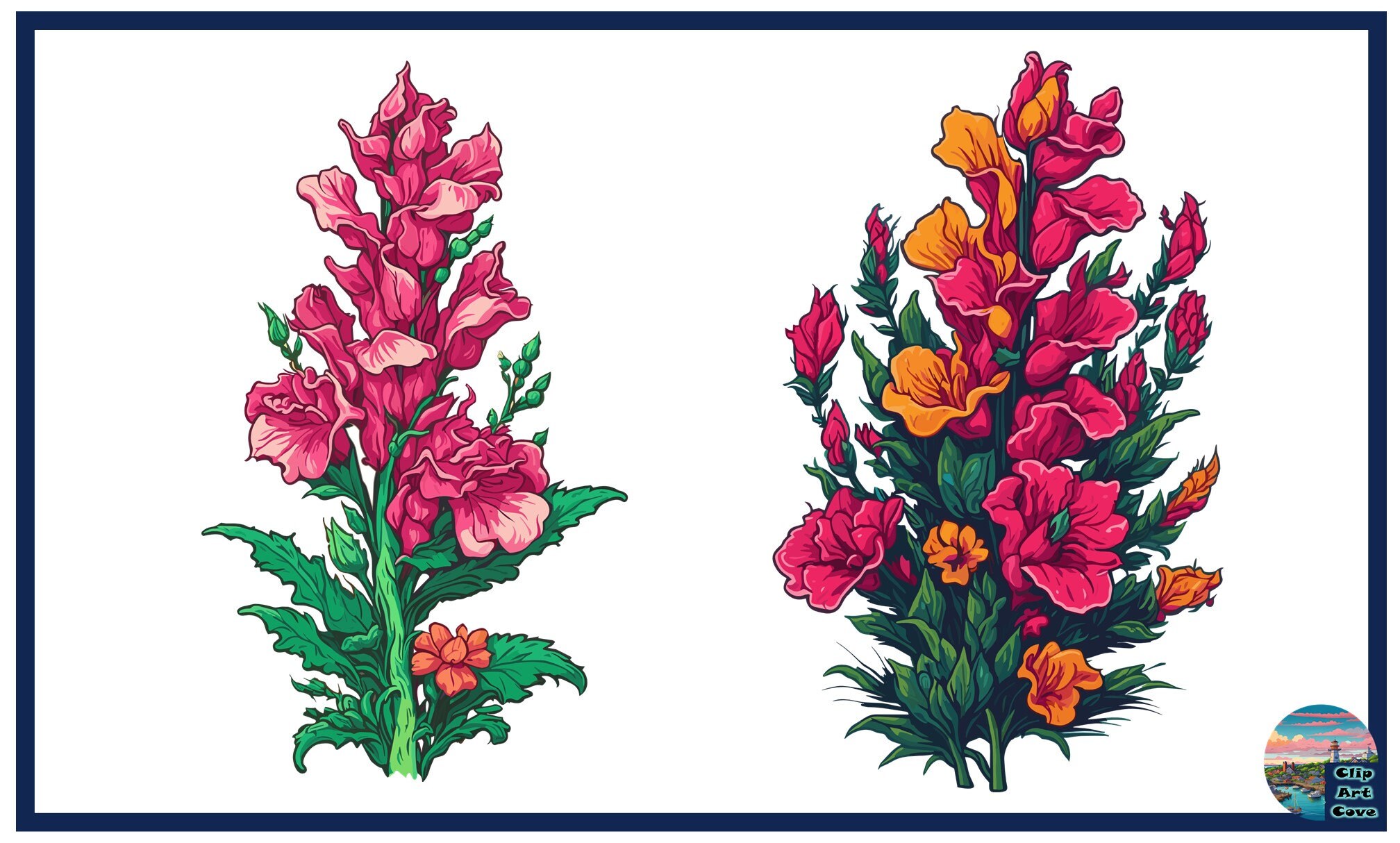 Snapdragon Flower Vector Illustration Bundle - Etsy