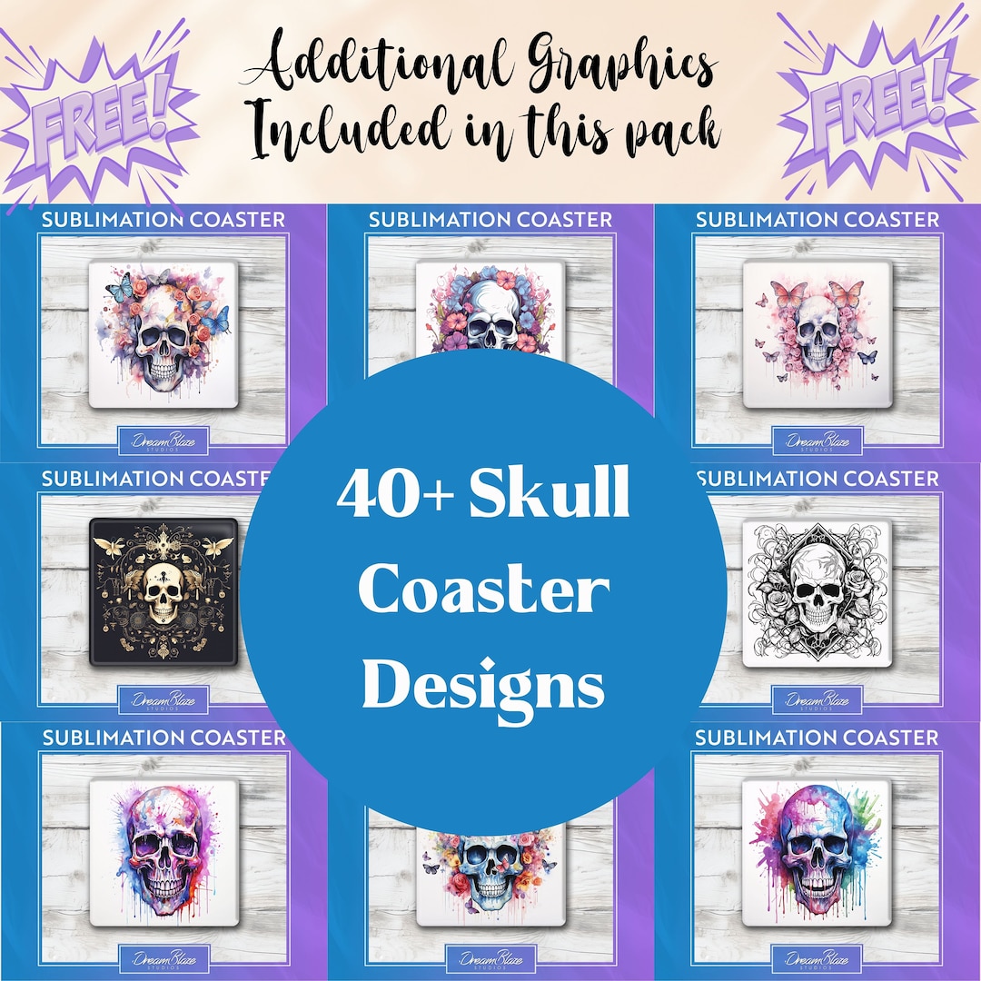Skull Square Coaster PNG Square Coaster PNG Bundle Square - Etsy
