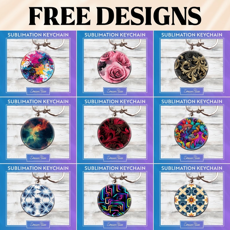 Fractal Round Keychain Sublimation PNG, Round Keychain Bundle, Round ...