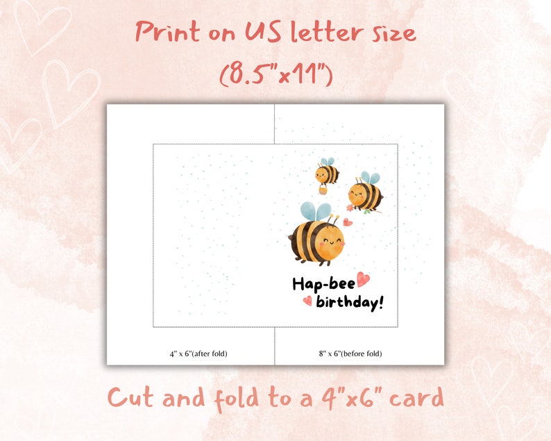 Printable Cute Hap-bee Birthday Cardbirthday Digital - Etsy