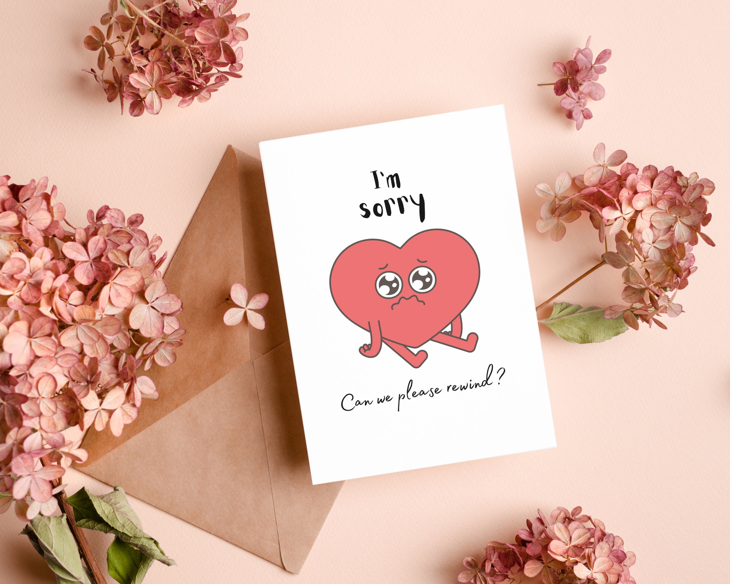 I'm Sorry Card, Printable Sincere Apology Card, Sad Cute Feeling Guilty ...