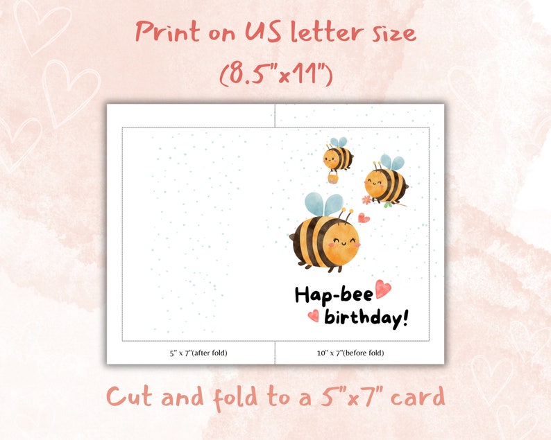Printable Cute Hap-bee Birthday Card,birthday Digital Card,aesthetic ...