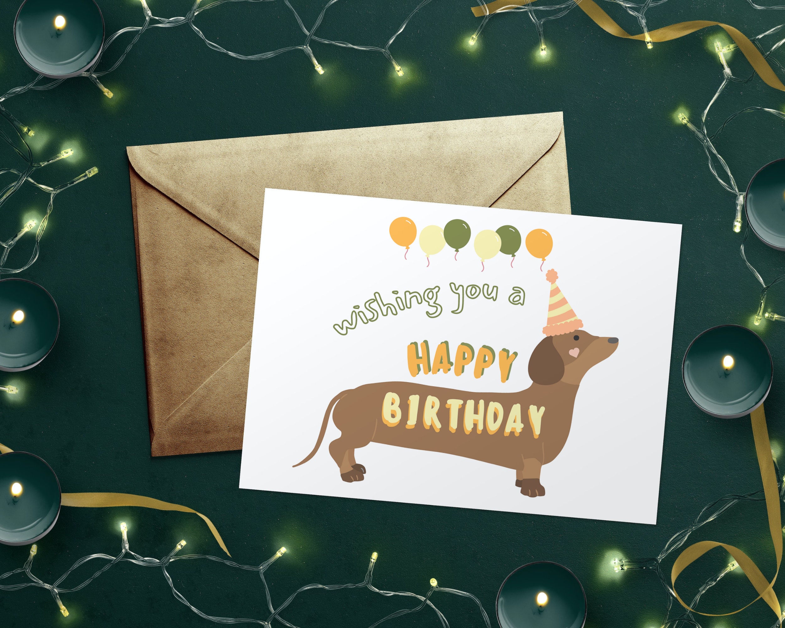 Printable Dachshund Birthday Card for Kids, Happy Birthday Digital ...