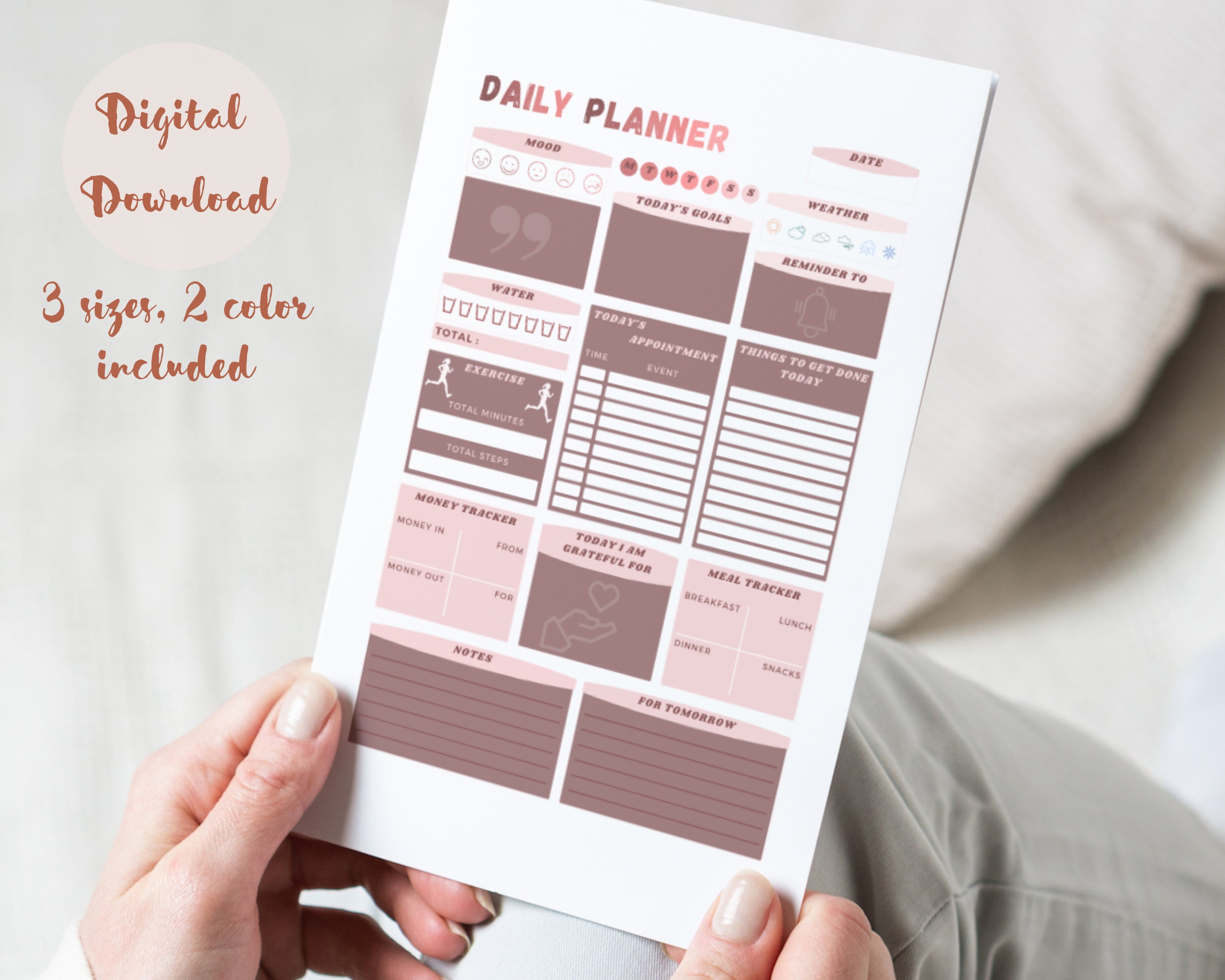 Printable Daily Planner,undated Daily Schedule,to-do List,productivity ...
