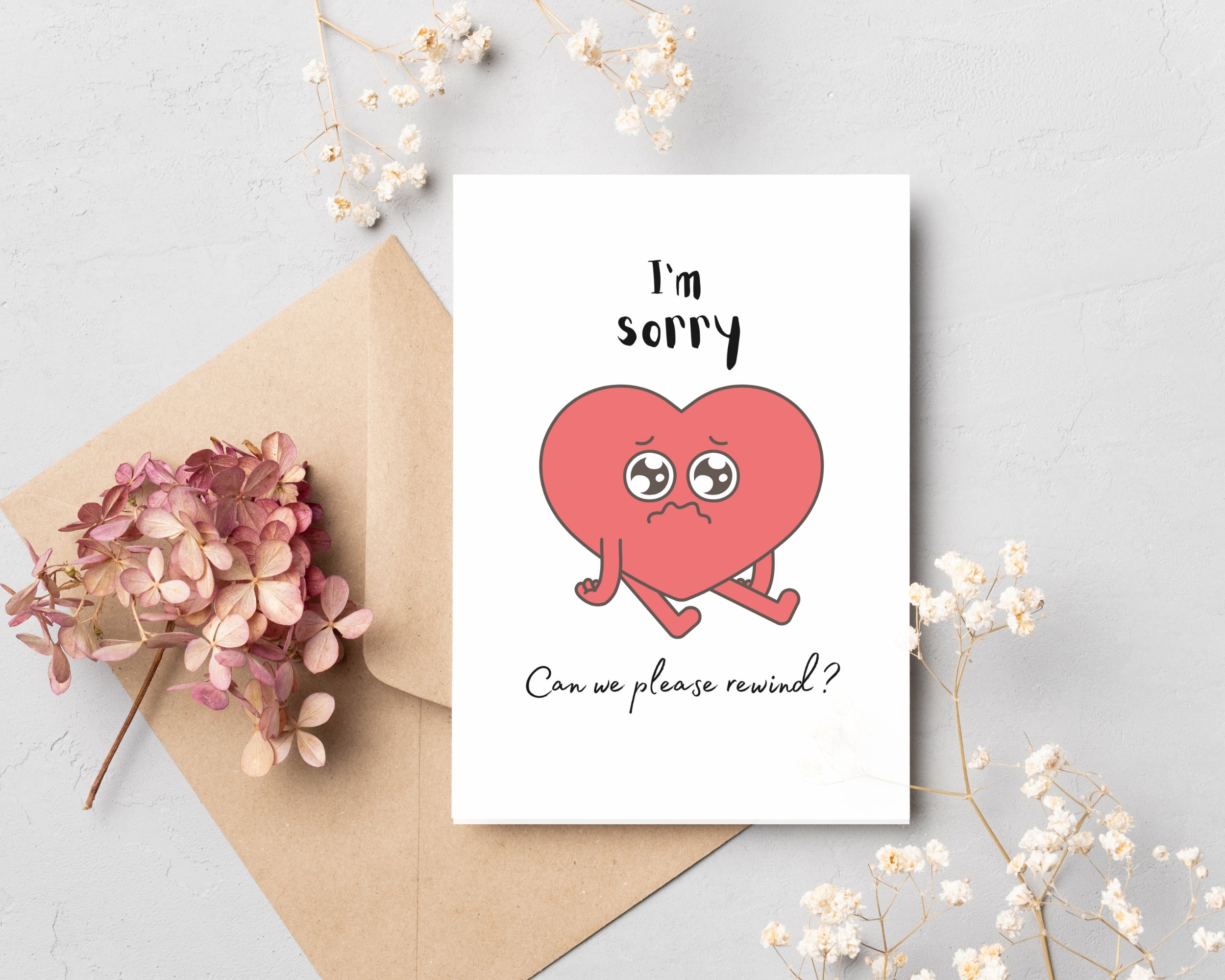 I'm Sorry Card, Printable Sincere Apology Card, Sad Cute Feeling Guilty ...
