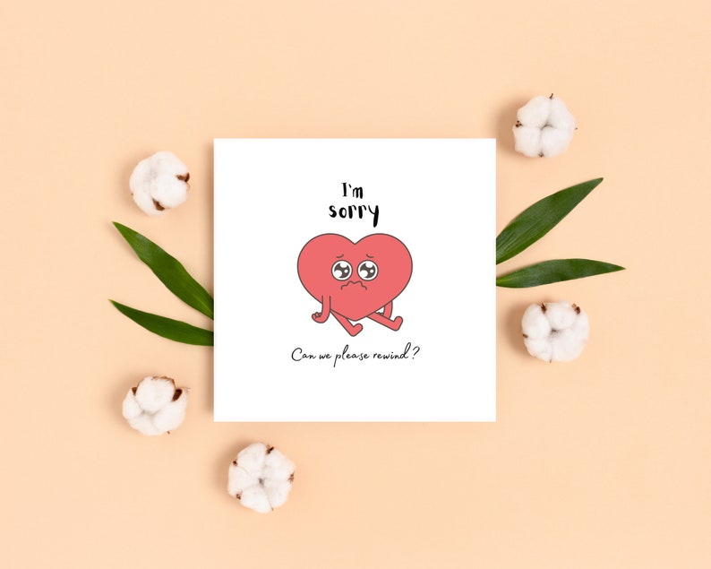 I'm Sorry Card, Printable Sincere Apology Card, Sad Cute Feeling Guilty ...