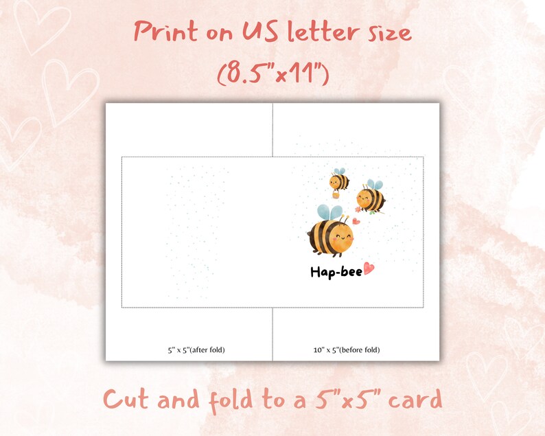 Printable Cute Hap-bee Birthday Cardbirthday Digital - Etsy