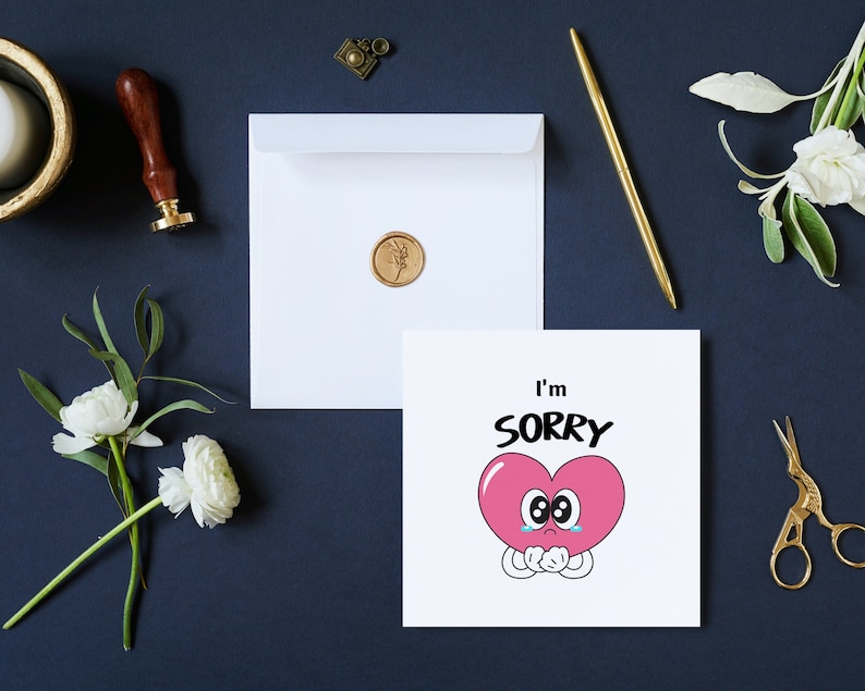 I'm Sorry Card, Printable Sincere Apology Card, Sad Cute Feeling Guilty ...