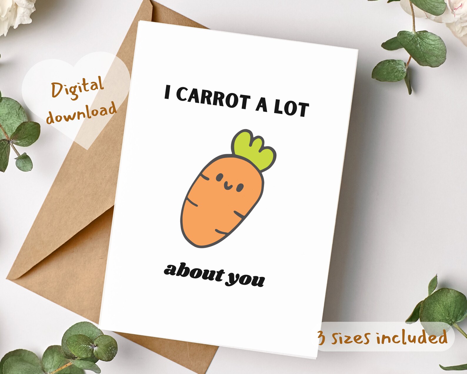 I Carrot a Lot About You Printable Funny Affrimation Card,anniversary ...