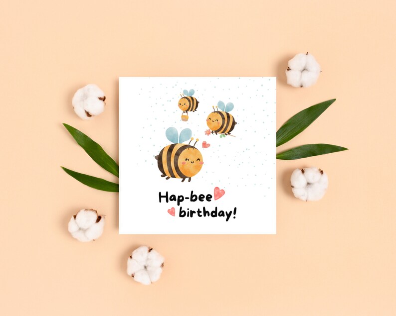 Printable Cute Hap-bee Birthday Cardbirthday Digital - Etsy