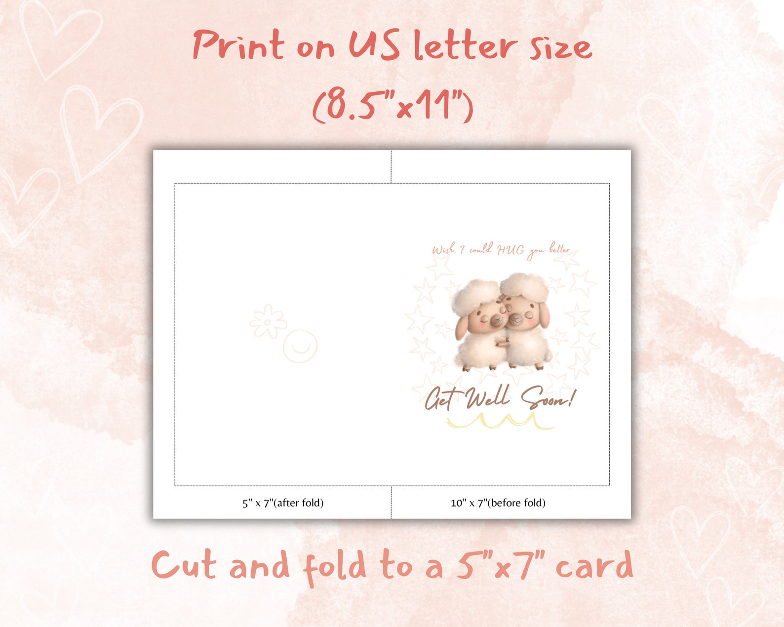 Printable Get Well Soon Card: Hugging Sheep (digital Download) - Etsy