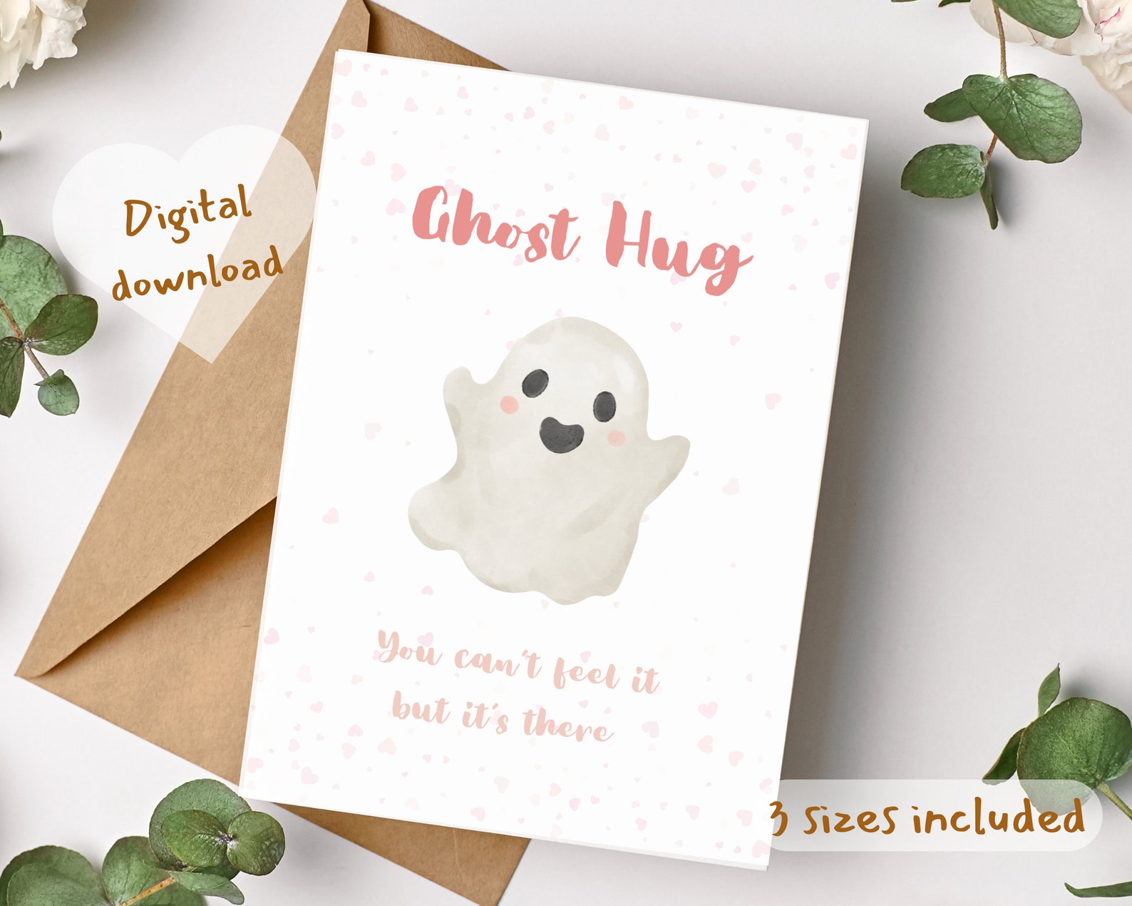 Printable Ghost Hug Get Well Card: Pastel Supportive Card (PDF) - Etsy