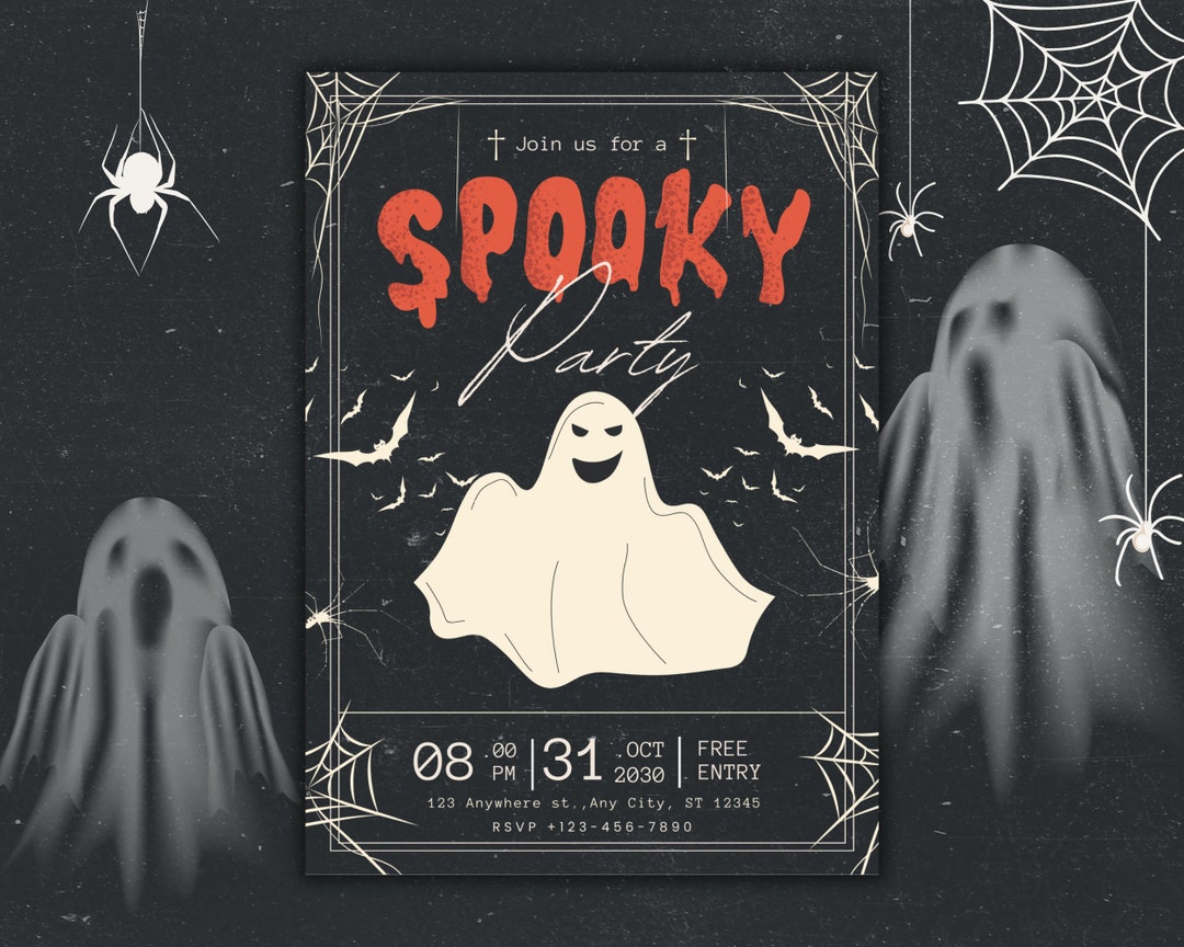 Printable Halloween Party Invitation, Canva Template, Kids Spooky Night ...