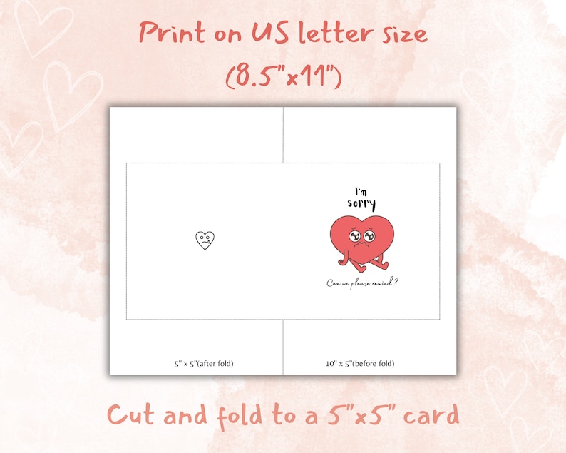 I'm Sorry Card, Printable Sincere Apology Card, Sad Cute Feeling Guilty ...
