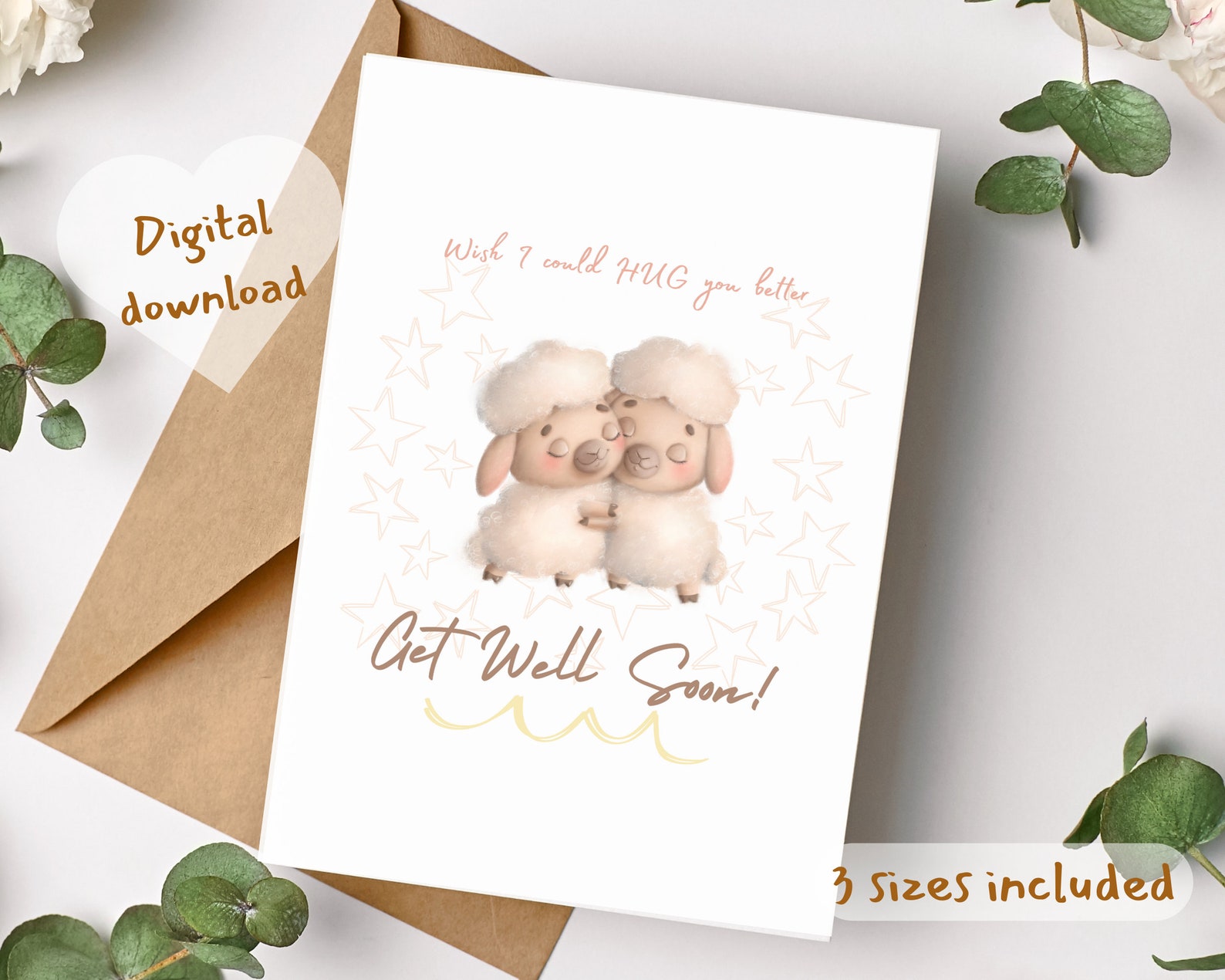 Printable Get Well Soon Card: Hugging Sheep (digital Download) - Etsy