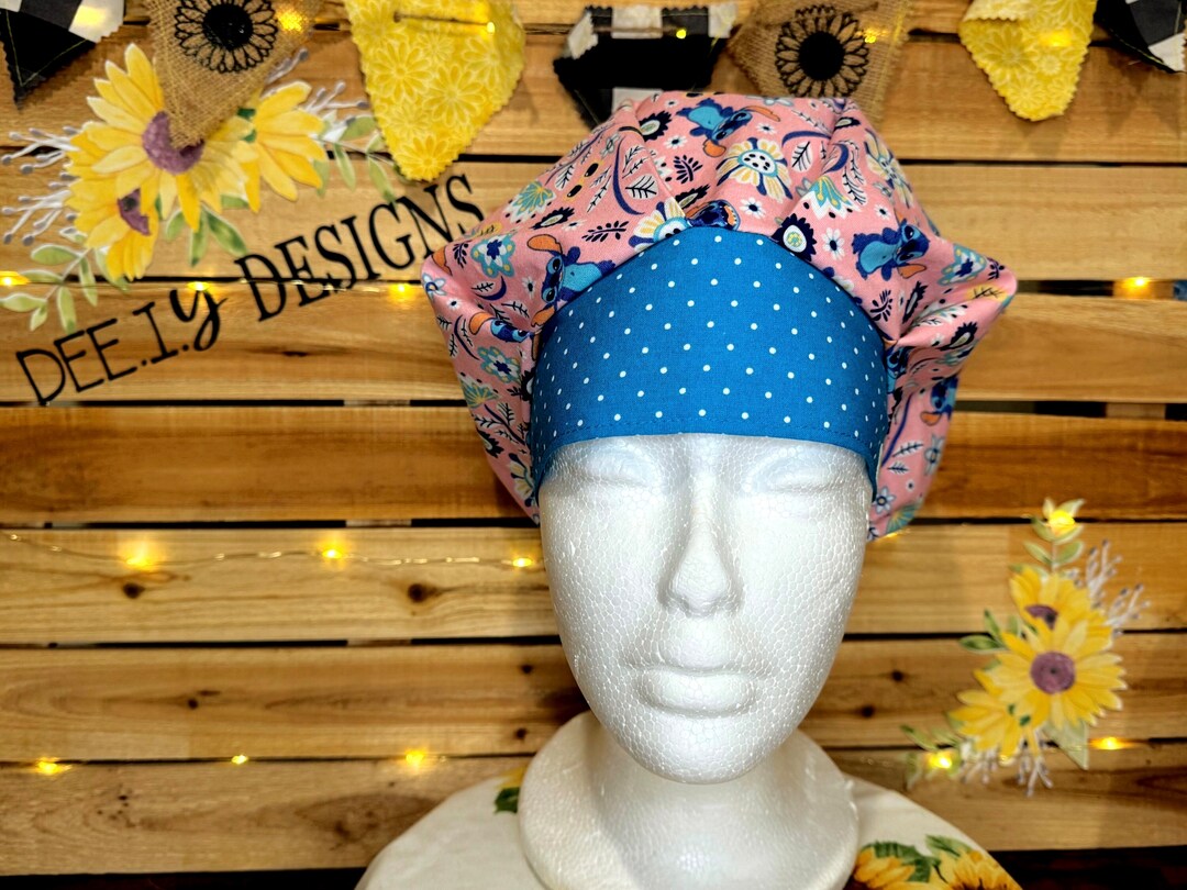 Disney Stitch Bouffant Scrub Hat: Women's Cotton Scrub Cap - Etsy
