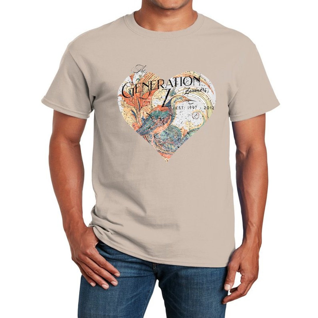 Gen Z Unisex Graphic Heart T-shirt. 100% Cotton Classic Fit Relaxed Fit ...