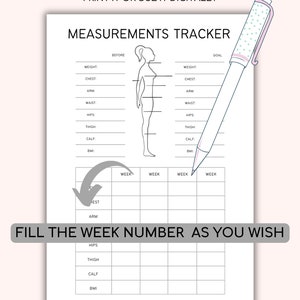 Printable Body Measurements Tracker - Etsy