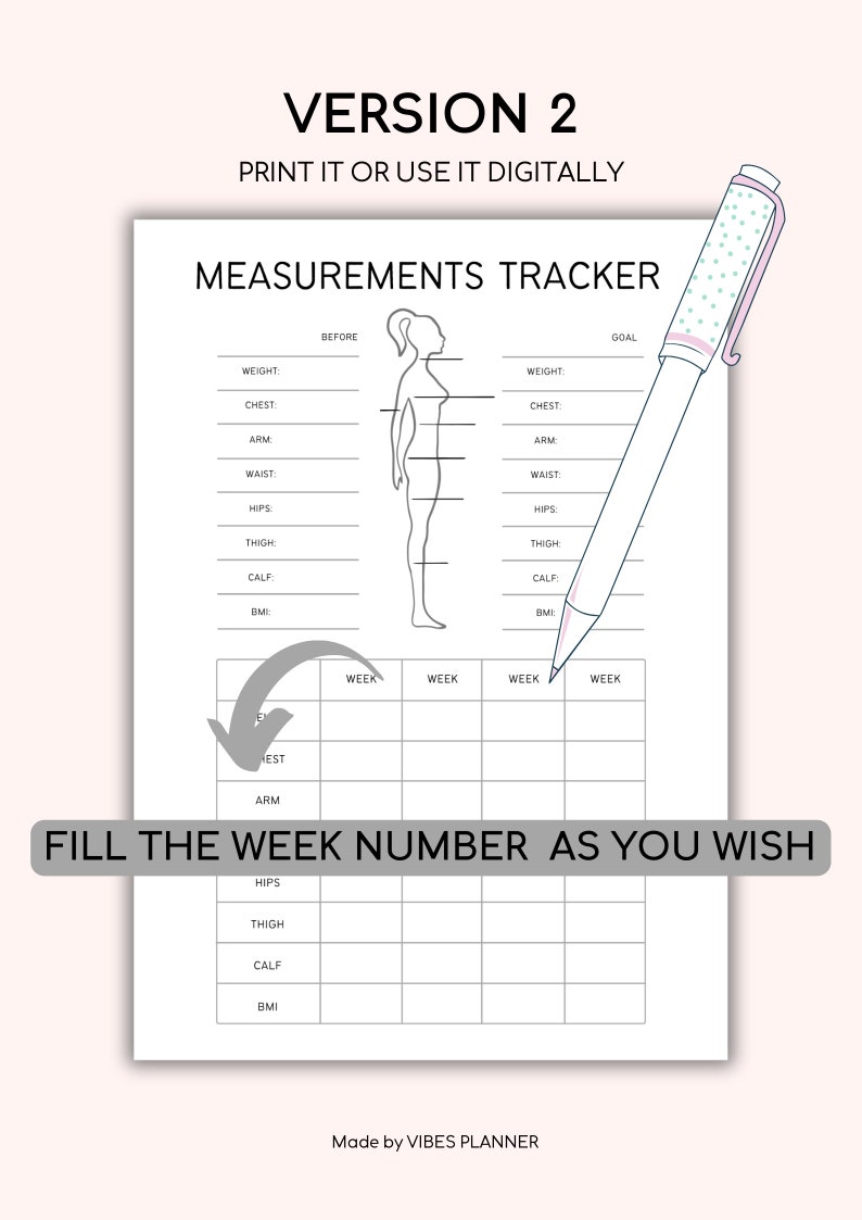 Printable Body Measurements Tracker - Etsy