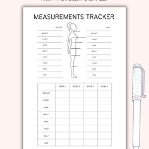 Printable Body Measurements Tracker - Etsy
