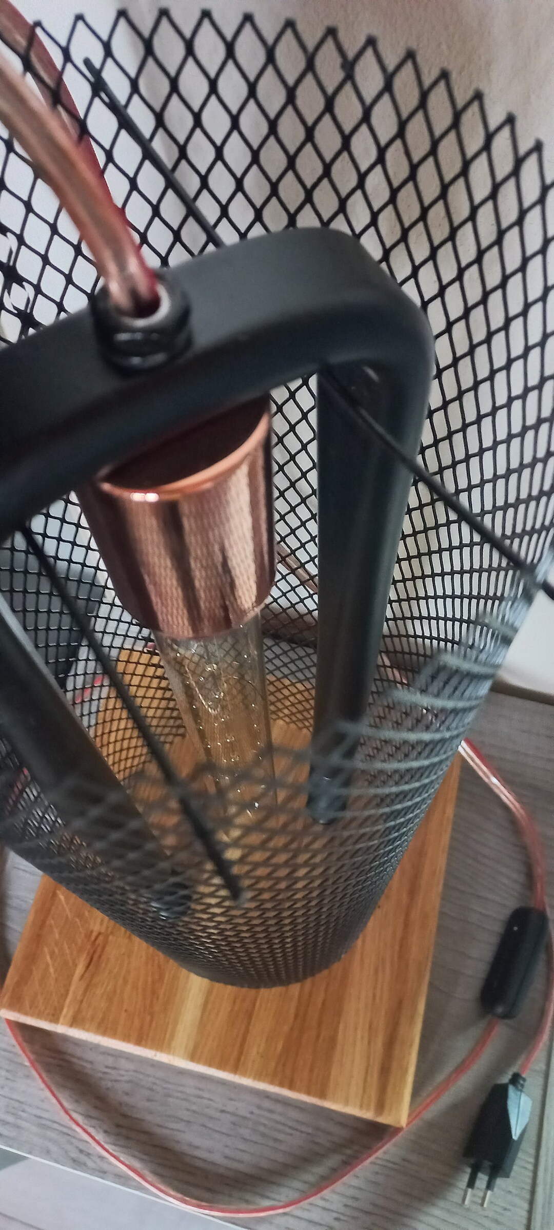 Copper Industrial Style Metal Grid Table Lamp - Etsy