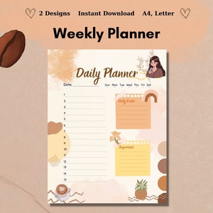 Printable Planner, Coffee-themed Digital Daily Planner, Cozy Daily ...