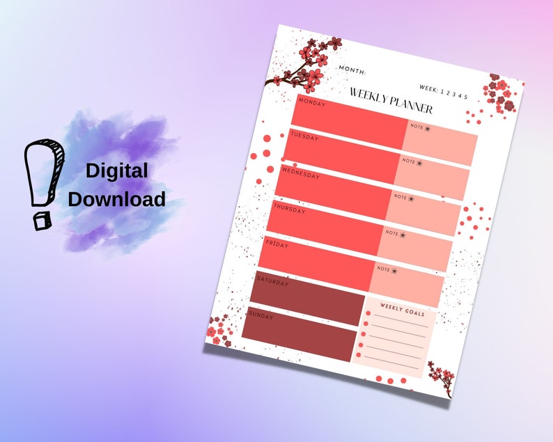 Sakura Weekly Planner - Digital Download - Printable - Soft Color - Etsy