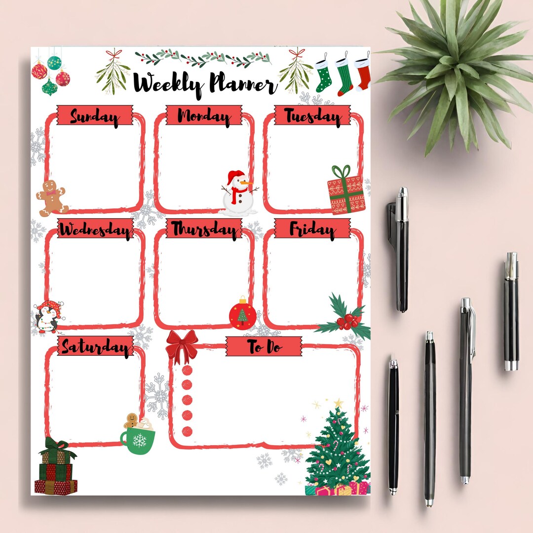 Christmas-themed Printable Weekly Planner - Etsy