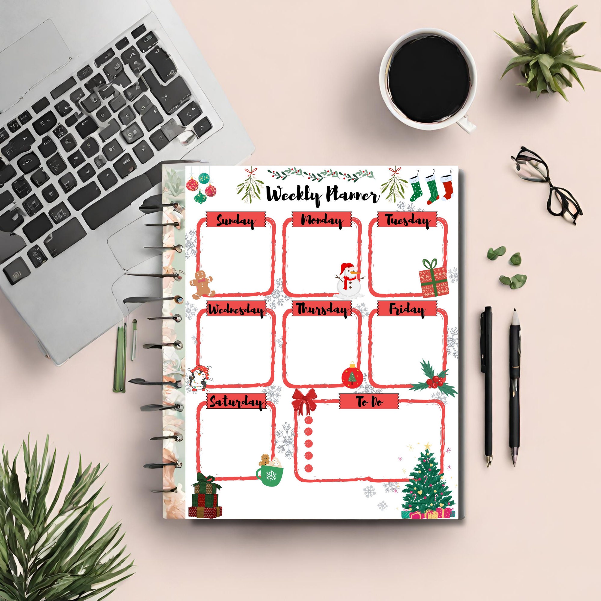 Christmas-themed Printable Weekly Planner - Etsy