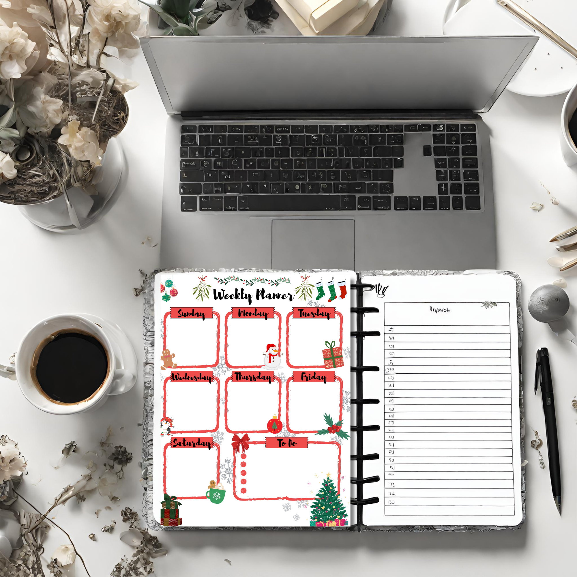 Christmas-themed Printable Weekly Planner - Etsy