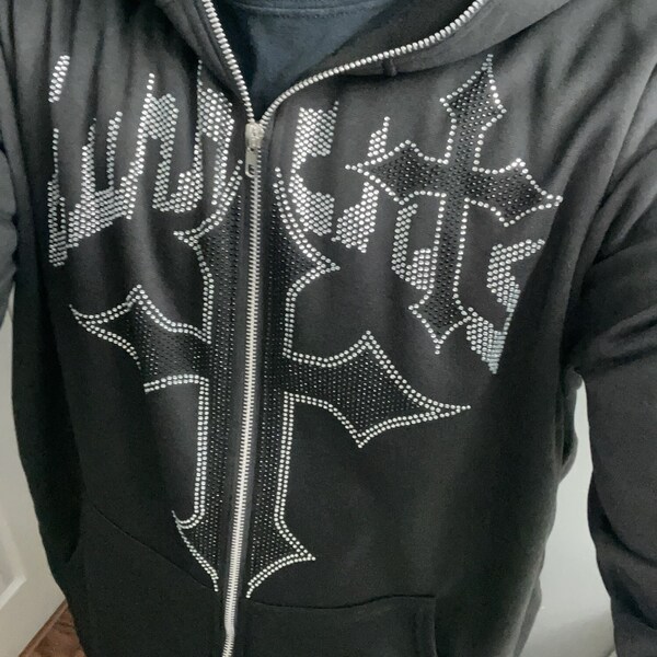 Rhinestone Hoodie Cross - Etsy