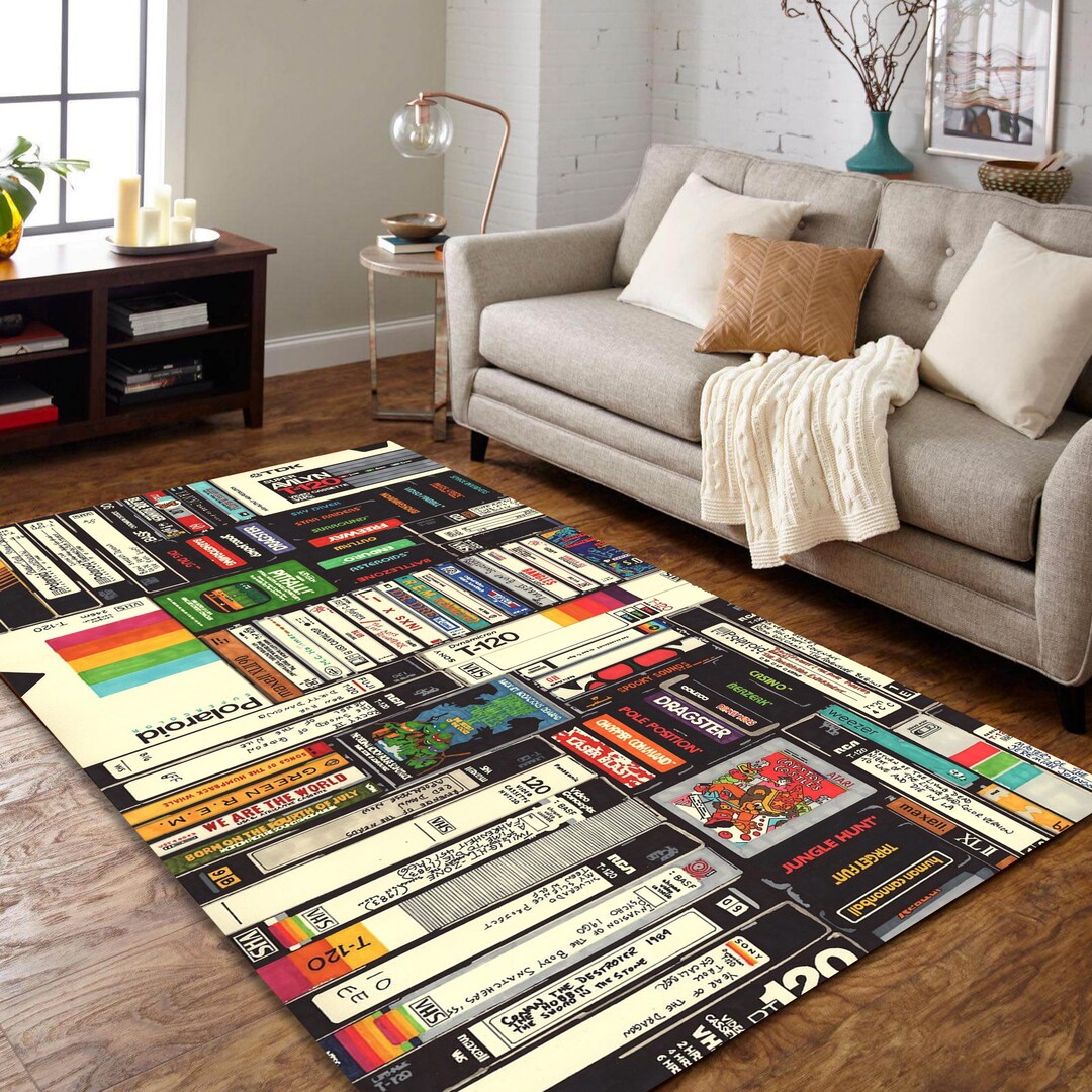Cassette Library Rug, Cassette Rug, Patterned Printing Rug, Patterned ...
