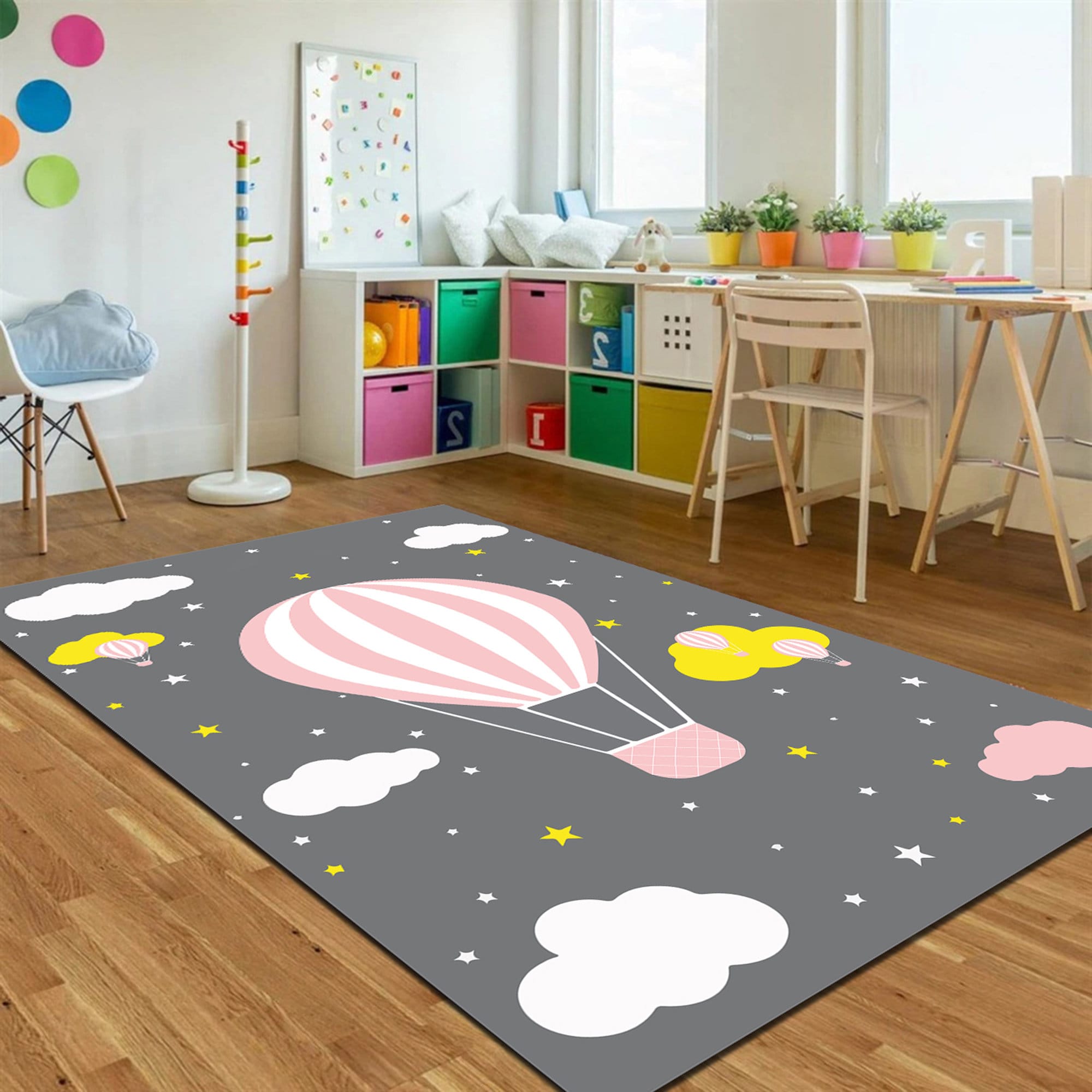 Air Balloon / Cloudy Rug / Pink Balloon /kids Game Rug / Play Room ...