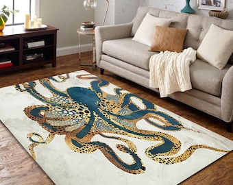 Octopus Rug, Animal Rug, Patterned Printing Rug, Patterned Rug, Modern ...