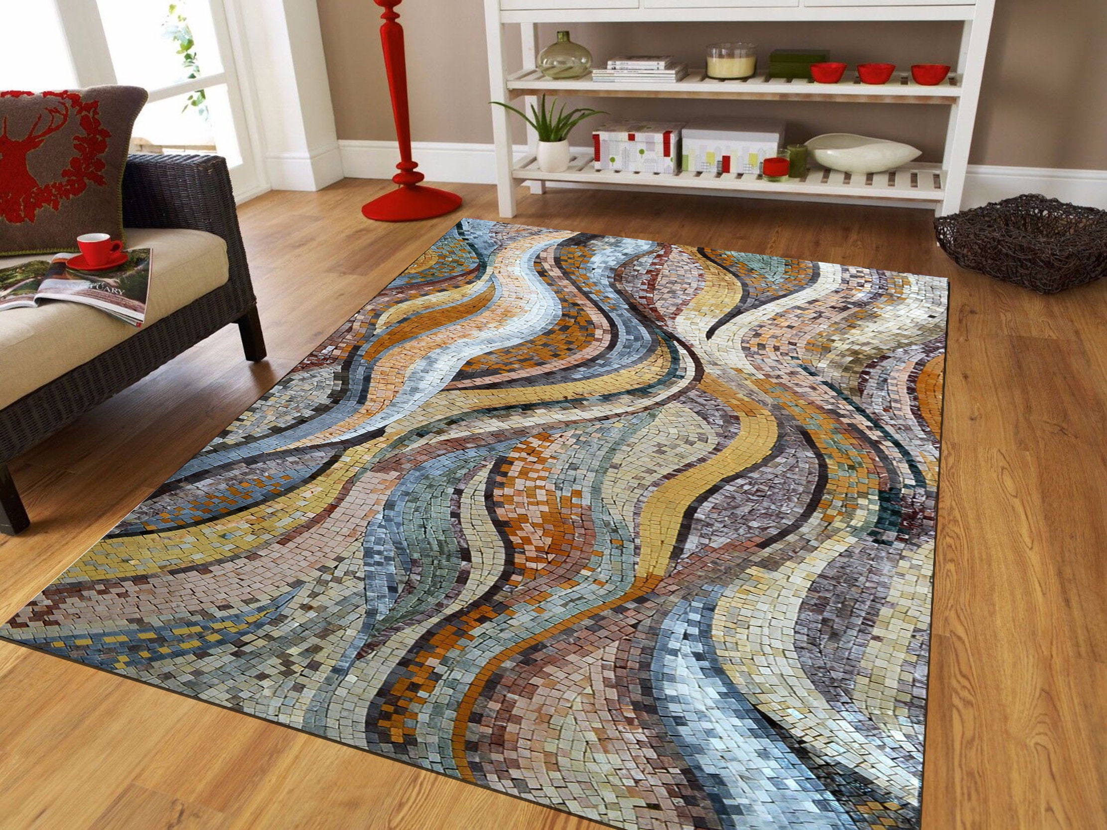 Mosaic Rug, Mosaic Theme Rug, Mosaic Pattern Rug, Area Rug, Living Room ...