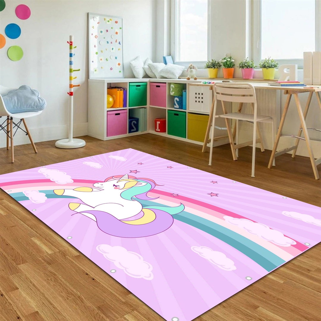 Unicorn Rug, Girls Room Unicorn Rug, Rug for Girls, Unicorn Rug for ...