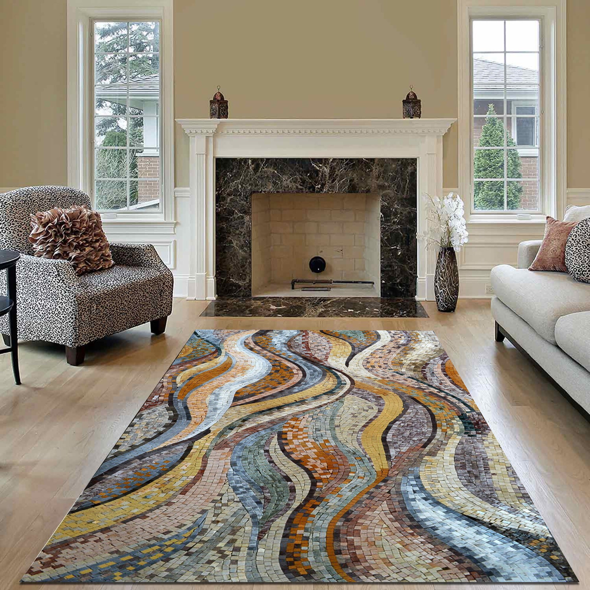 Mosaic Rug, Mosaic Theme Rug, Mosaic Pattern Rug, Area Rug, Living Room ...
