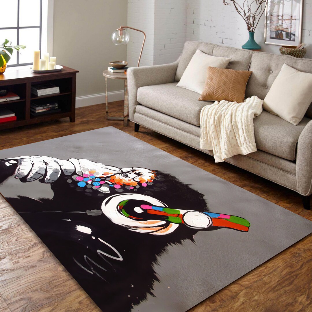 Monkey Rug, 243 Cool Monkey Rug, Colourful Rug, Animal Patterned Rug ...