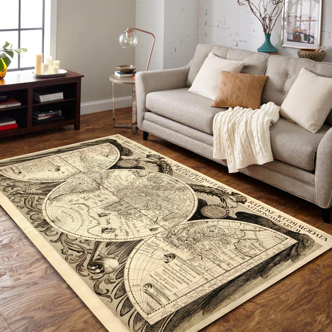 Modern Rug, Old World Map Rug, Vintage Map Rug, Vintage World Map Rug ...