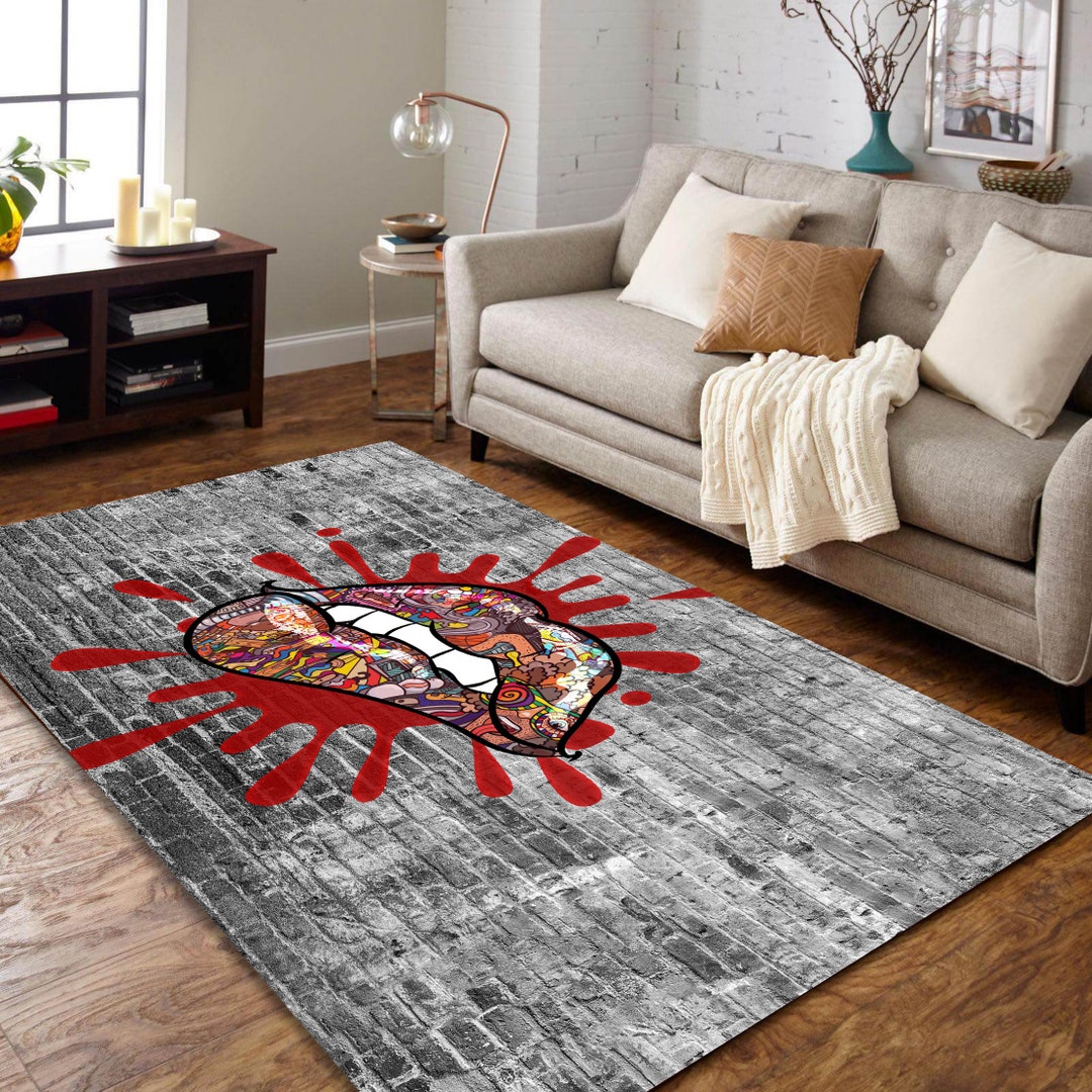 Lips Rug, Abstract Carpet, Art Design Rug, Modern Rug, Style Abstract ...