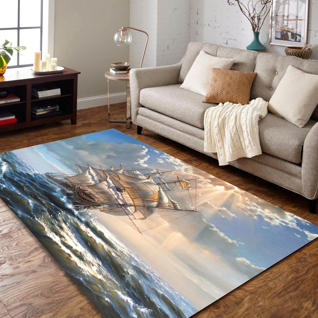 Pirate Ship Rug, Ship Rug, Patterned Printing Rug, Patterned Rug ...