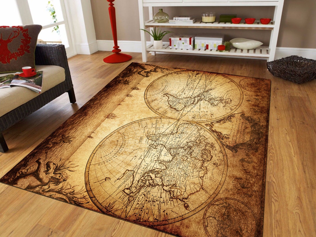 Modern Rug Old World Map Rug Vintage Map Rug Vintage World - Etsy