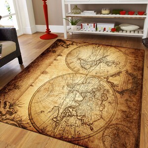 Modern Rug, Old World Map Rug, Vintage Map Rug, Vintage World Map Rug ...